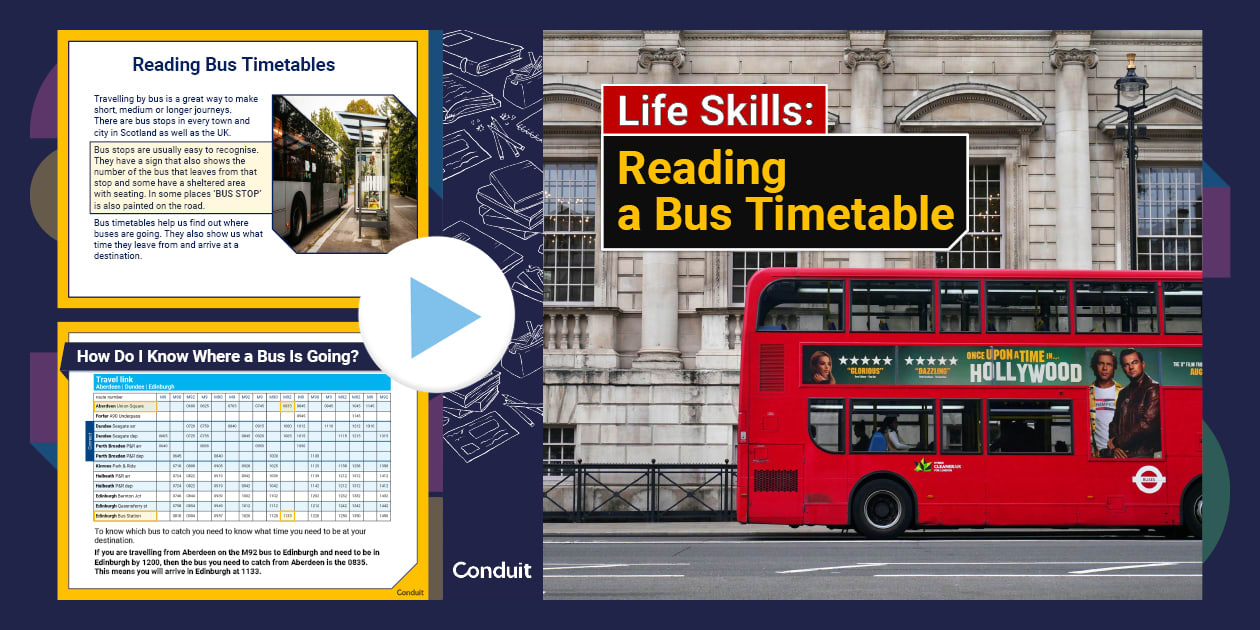 Reinforcing Life Skills: Reading a Bus Timetable PowerPoint