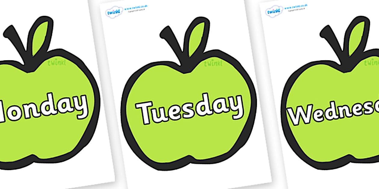 Days of the Week on Apples (l'enseignant a fait) - Twinkl