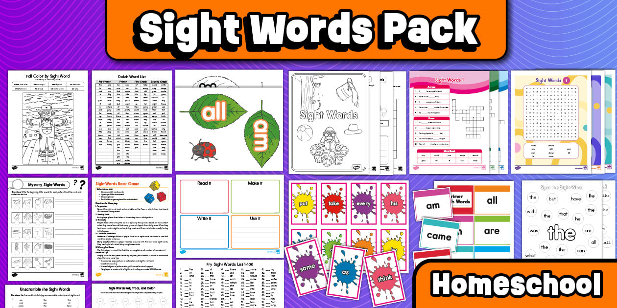 Homeschool Sight Words Activity Pack & Parent Guidance