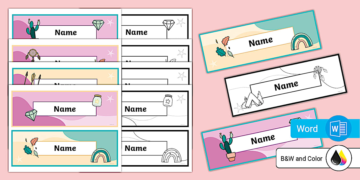 Editable Boho Theme Desk Nameplates
