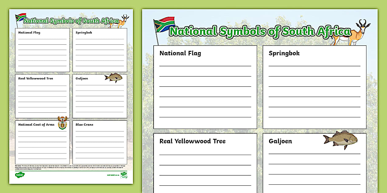 National Symbols of South Africa Fact File Template - Twinkl