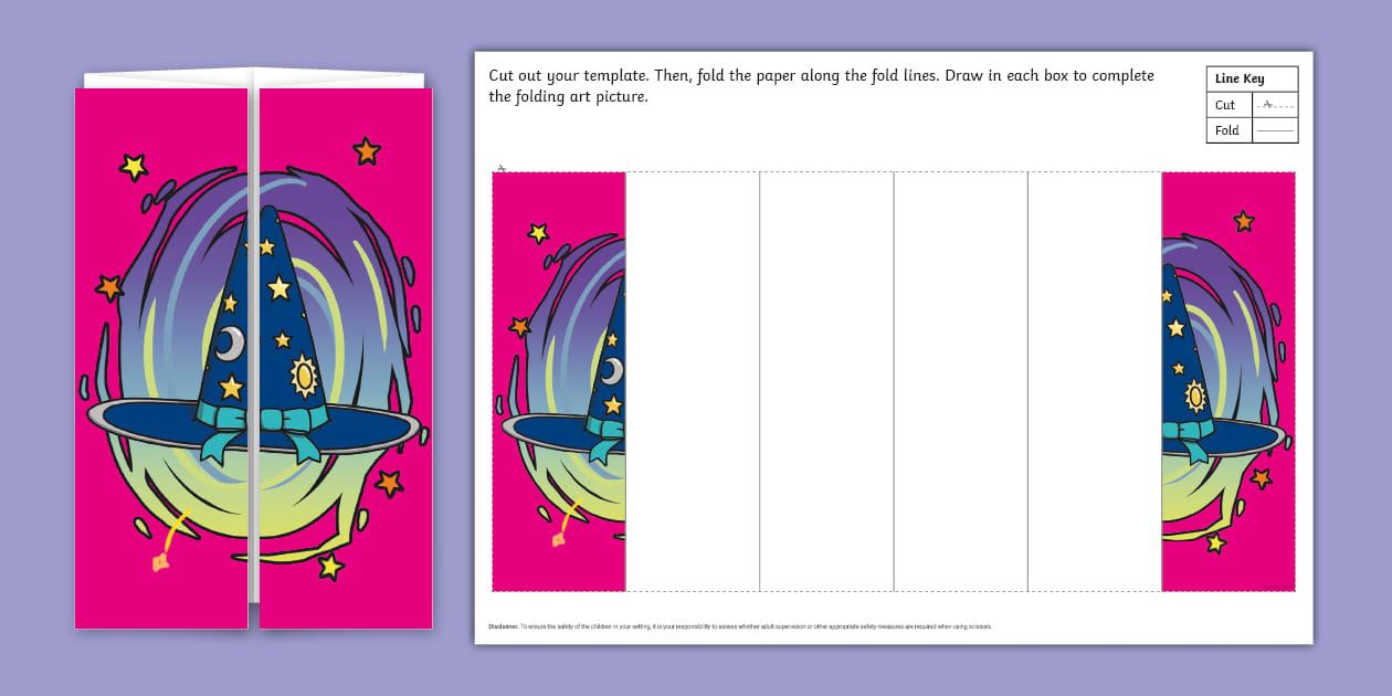 Magic Hat Folding Art Template (teacher made) - Twinkl