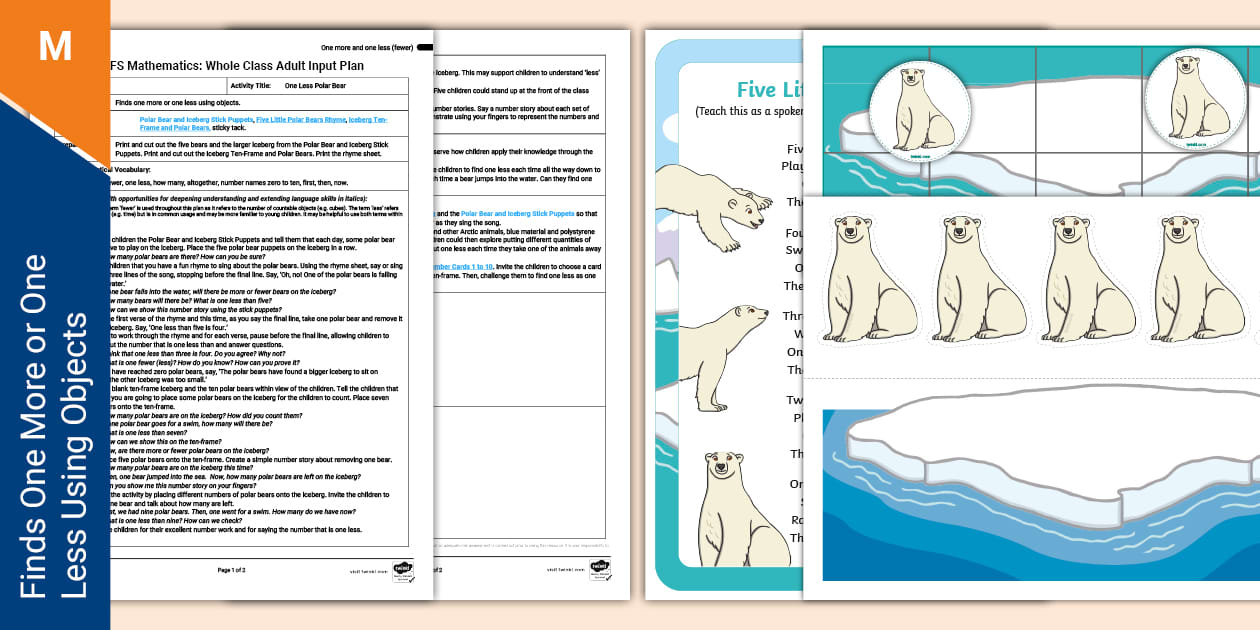 EYFS Maths One Less Polar Bear Adult Input Plan & Resources