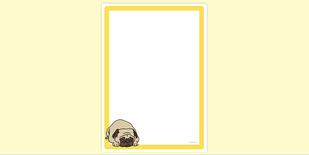 Simple Blank Unhappy Dog Page Border | Page Borders - Twinkl