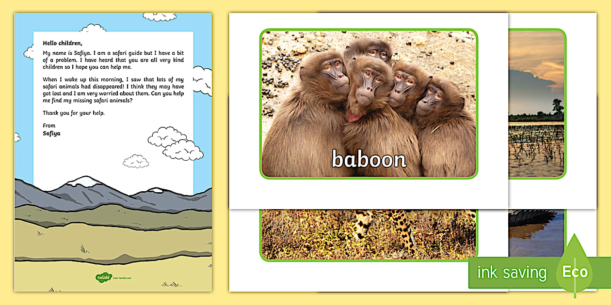 Editable Lost Safari Animals Letter and Resource Pack