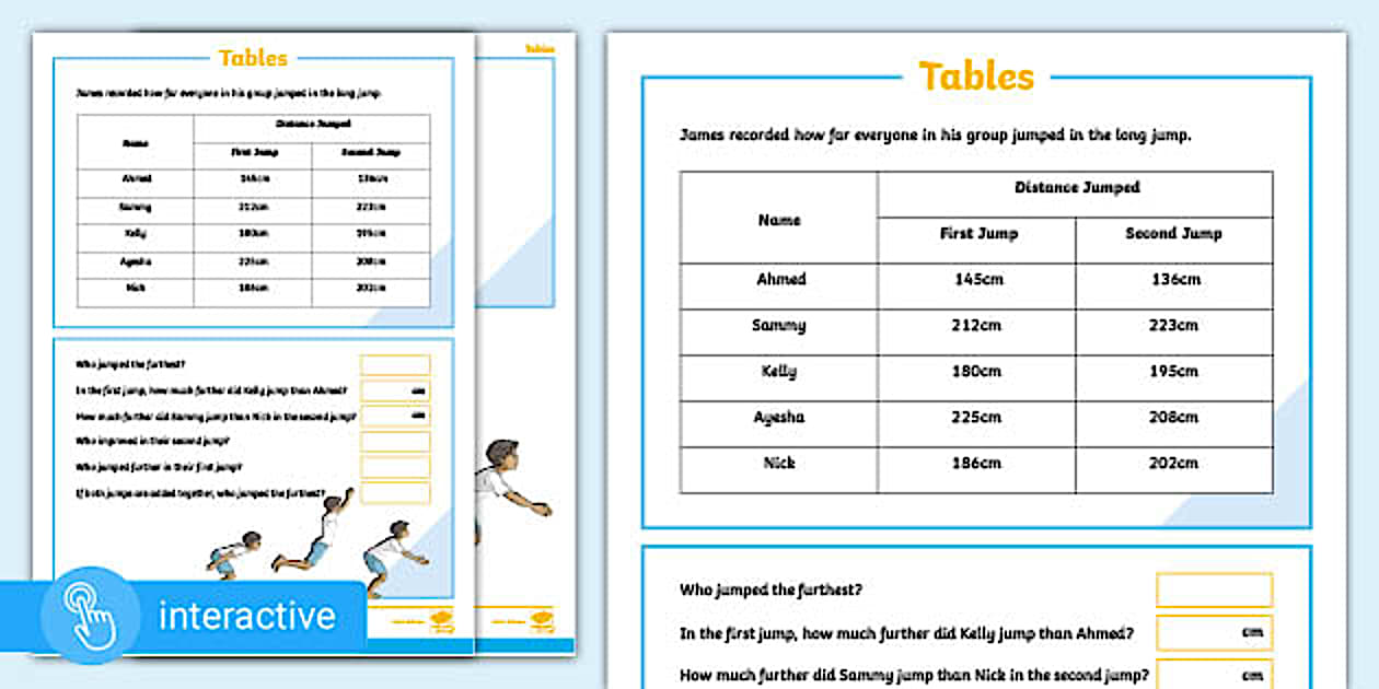 👉 Interactive PDF Y3 White Rose Spring 3: Statistics: Tables 👉 Interactive PDF Y3 White Rose Spring 3: Statistics: Tables
