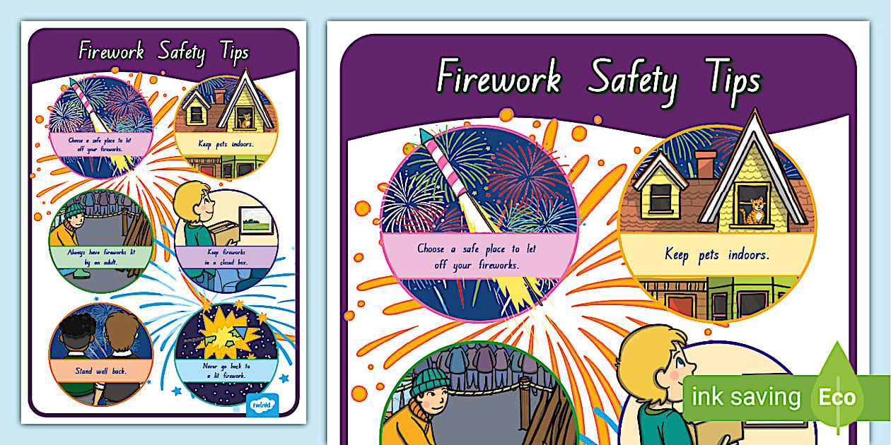 Fireworks Safety Tips Poster (teacher made) - Twinkl