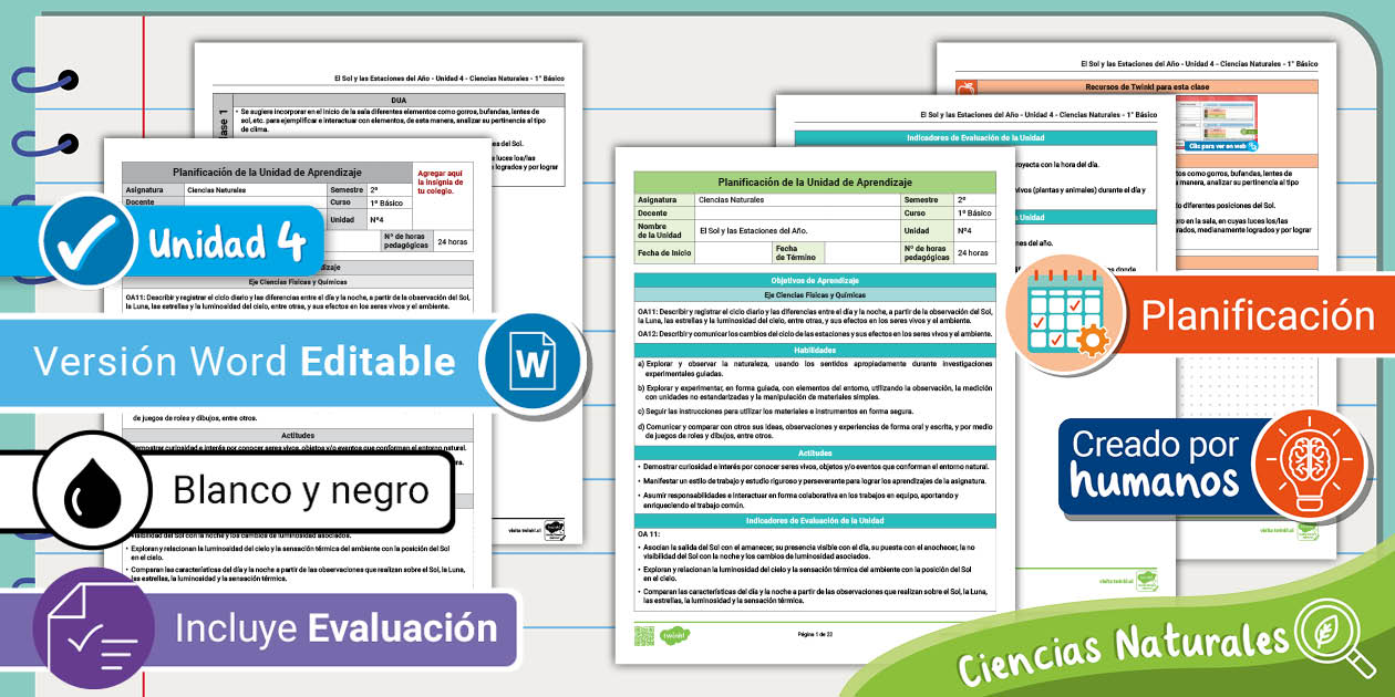 planificación | unidad 4 | 1º básico | Ciencias Naturales | clases | OA