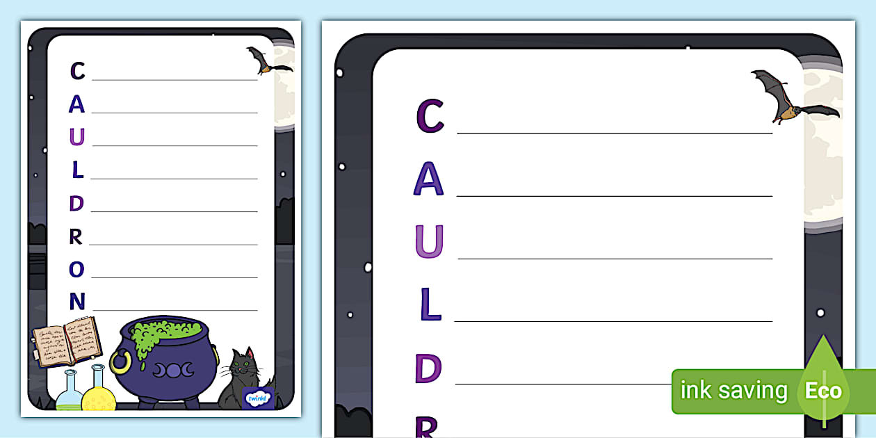 Cauldron Acrostic Poem (teacher made) - Twinkl