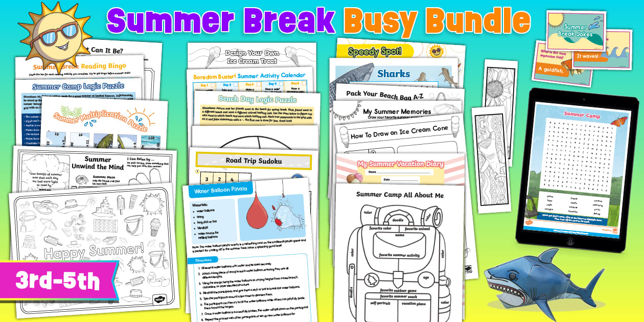 Summer Break Busy Bundle for 3rd-5th Grade | No-Prep Puzzles