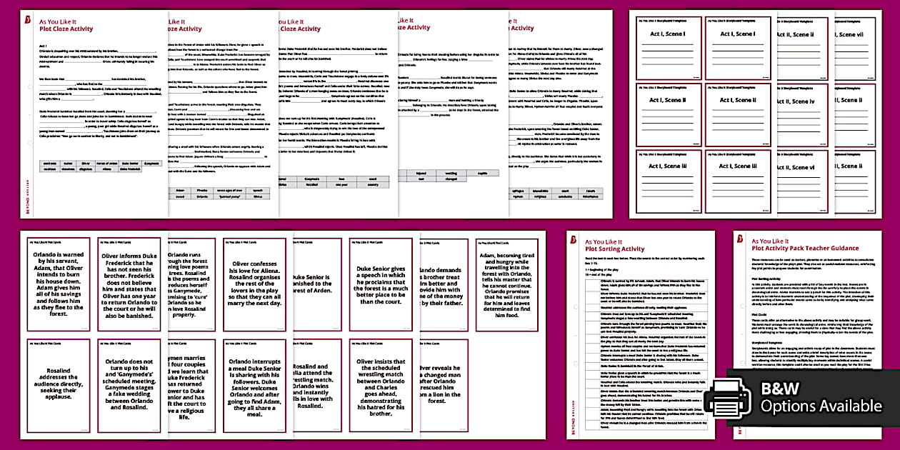 As You Like It Plot Activity Pack (teacher made) - Twinkl