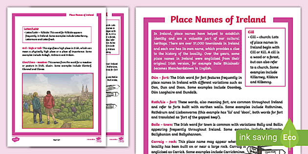 Irish Place Names Worksheet Fact File | Twinkl Resources