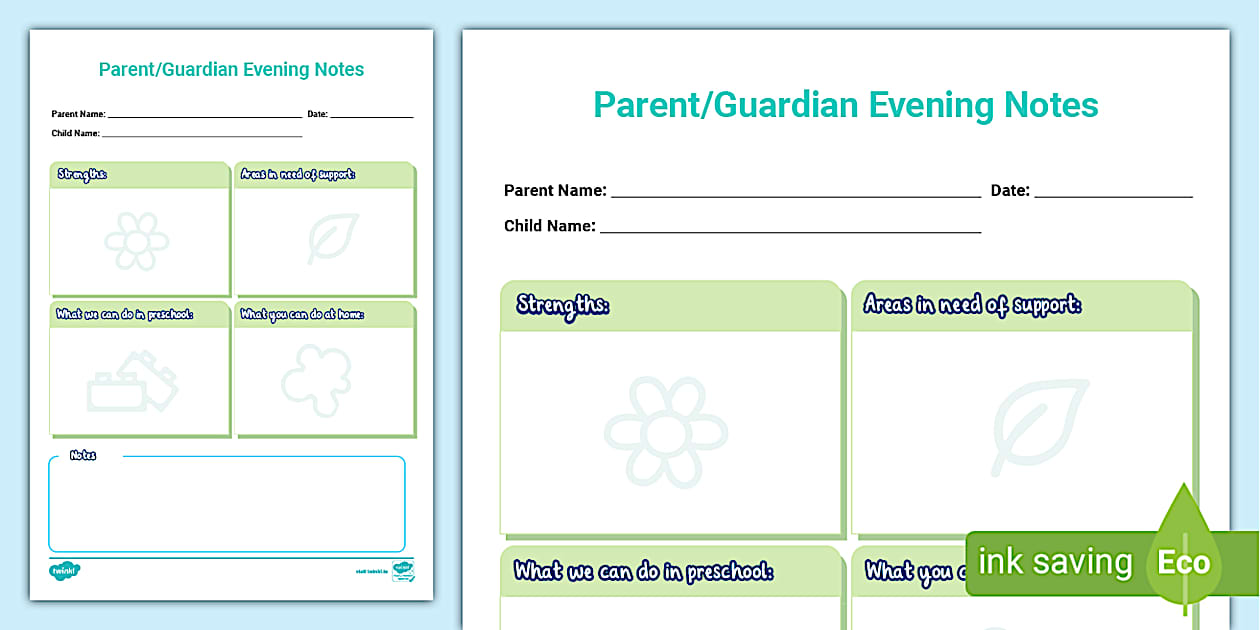 Parent/Guardian Meeting Notes - Twinkl Resources - Twinkl