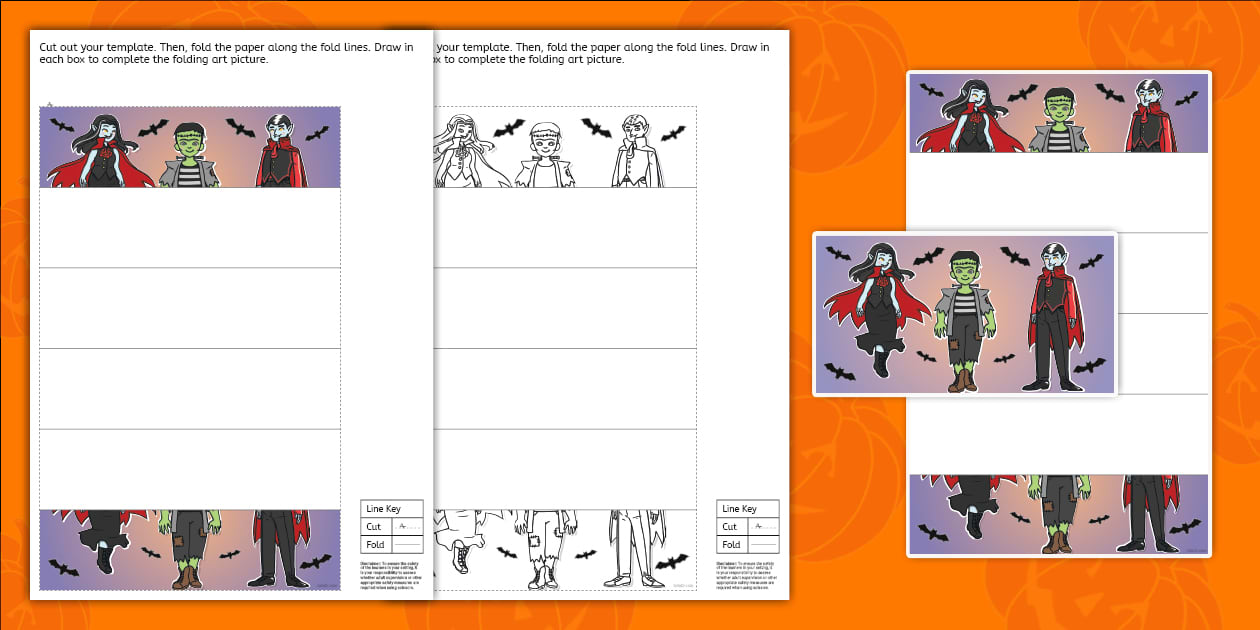 Halloween Monsters Folding Art Template (teacher made)