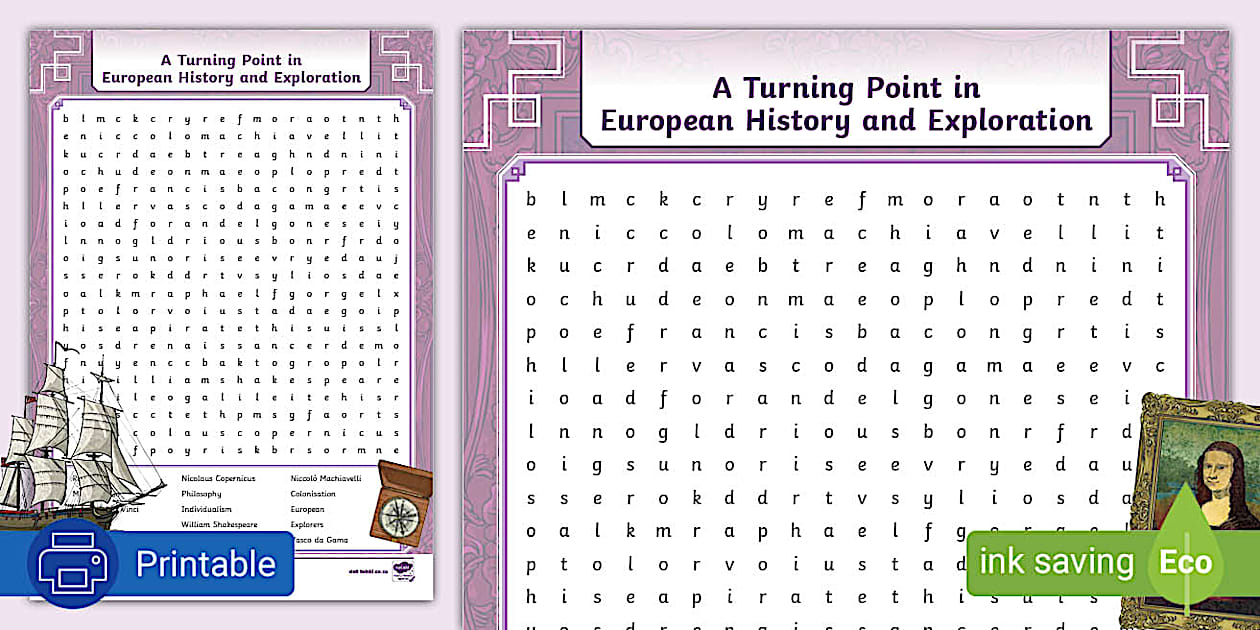 A Turning Point in European History and Exploration Wordsearch
