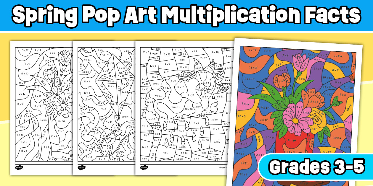 Spring Pop Art Multiplication Facts to 12 Worksheets
