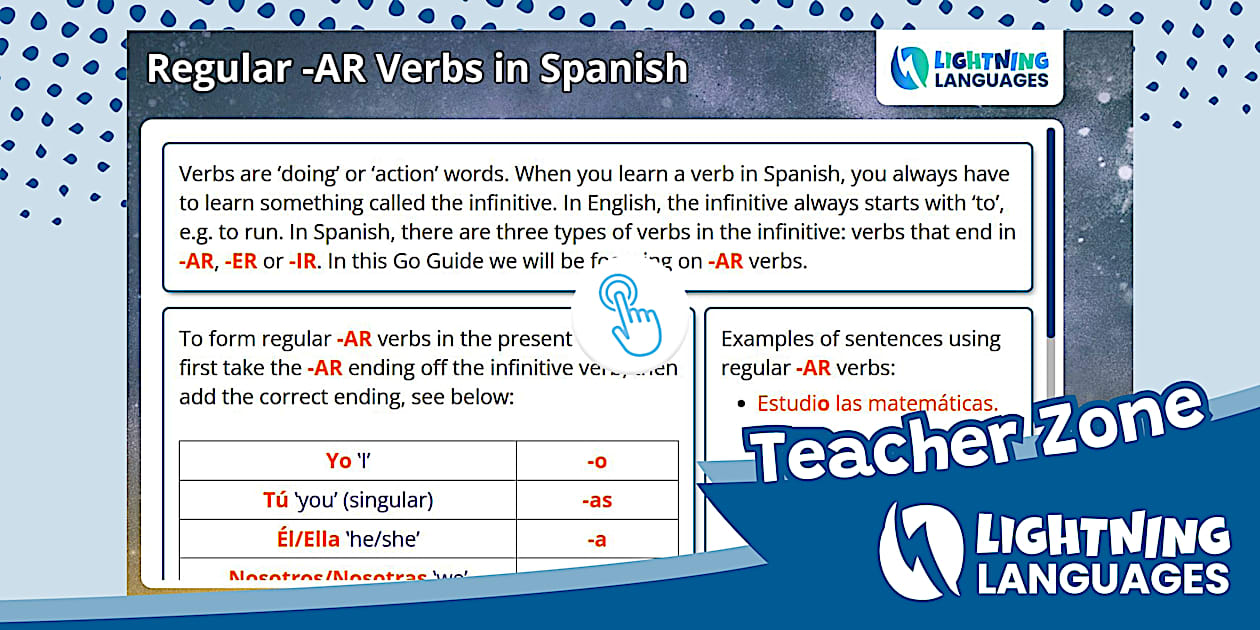 👉 Spanish Grammar Go Guide Regular -AR Verbs - Twinkl