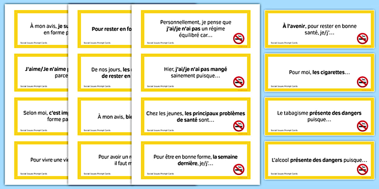 Social Issues Prompt Cards French