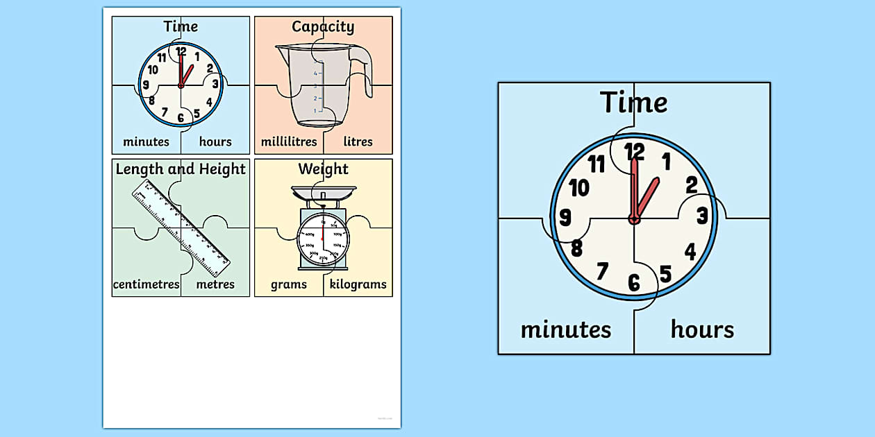 Black and White Units of Measurement Jigsaw Activity