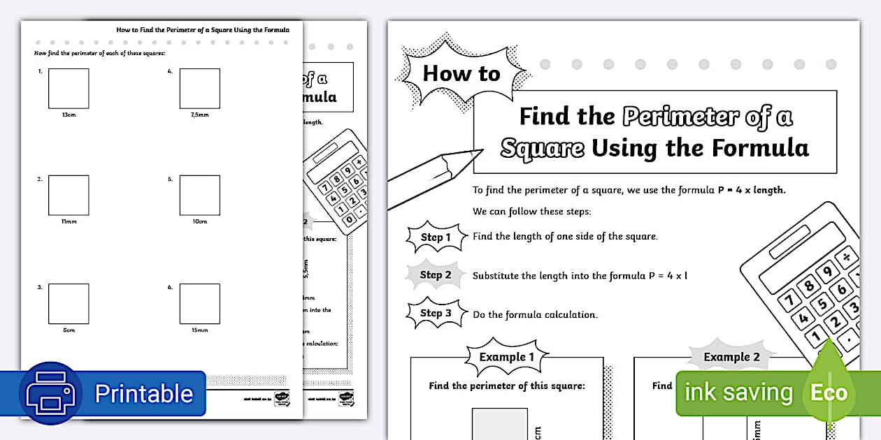 How to Find the Perimeter of a Square Using the Formula: Activity Sheet