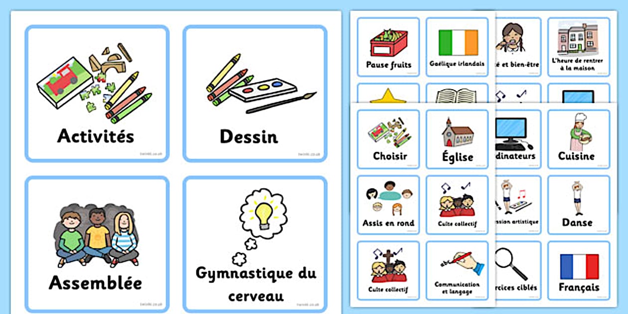 Emploi du temps visuel Français (teacher made) - Twinkl