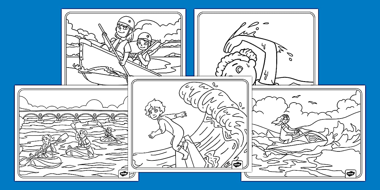Watersports Coloring Sheets (teacher made) - Twinkl