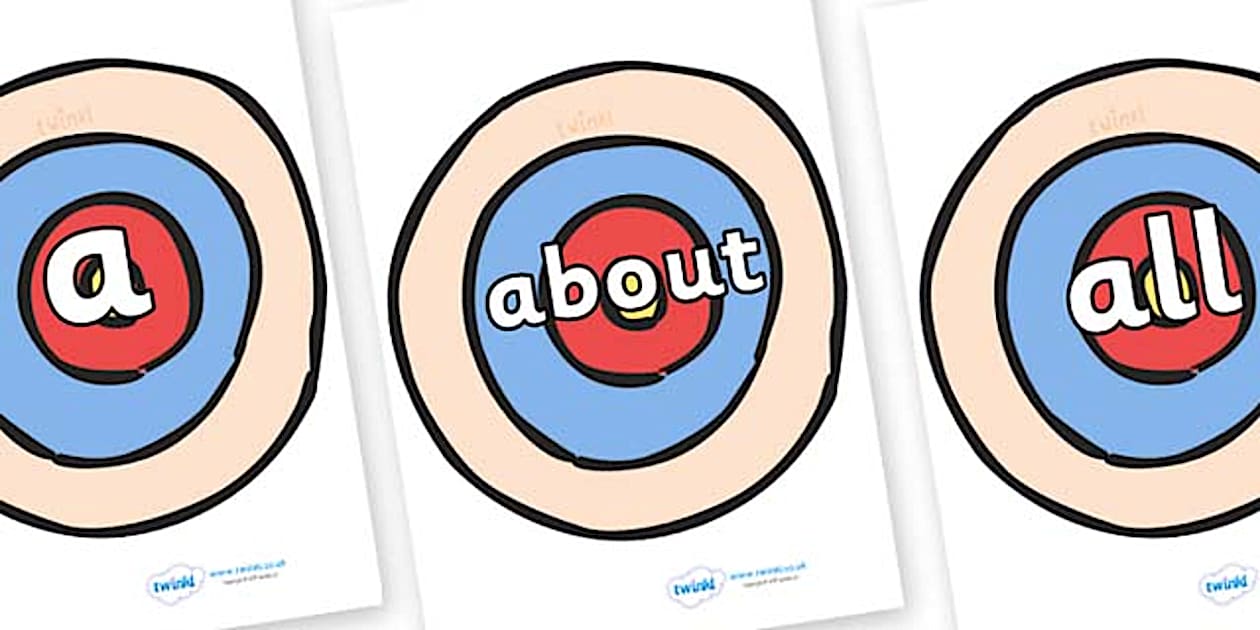 100 High Frequency Words on Targets (teacher made) - Twinkl