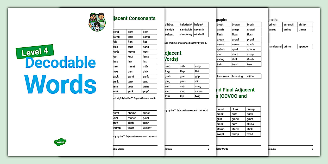Phonics: Level 4 Decodable Words Booklet
