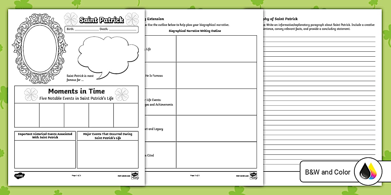 Saint Patrick Biography Research and Writing Project for 6-8