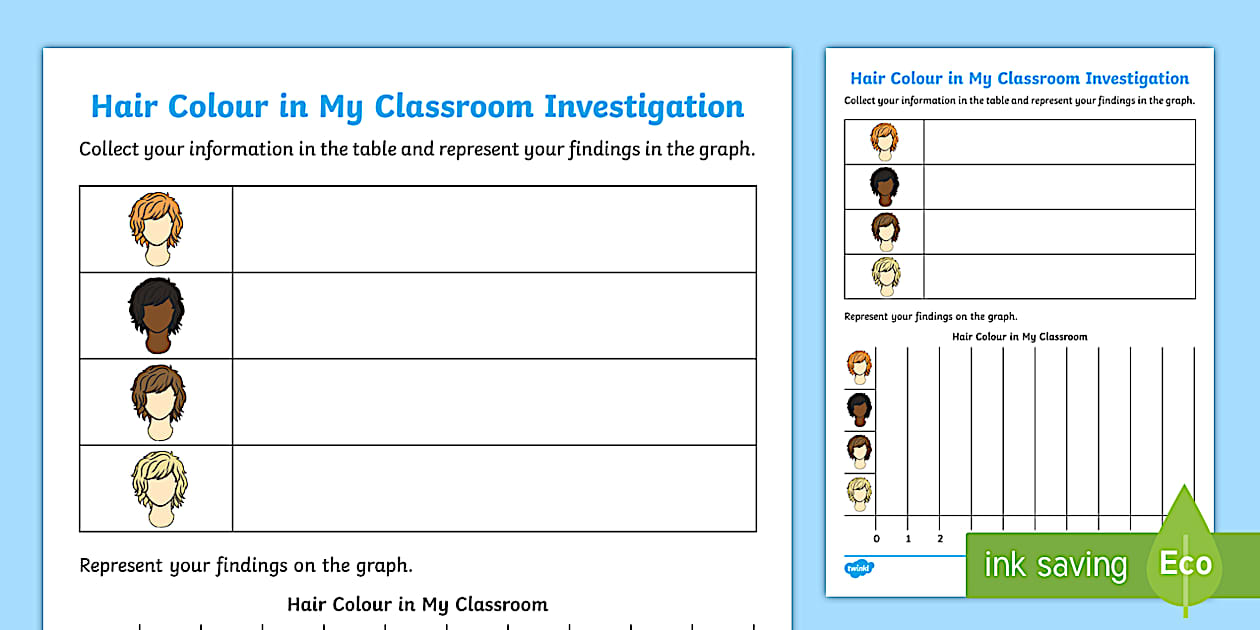 Hair Colour in My Classroom Worksheet - Twinkl