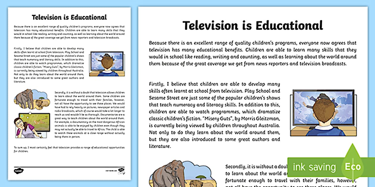 Television is Educational Exposition Writing Sample - Twinkl