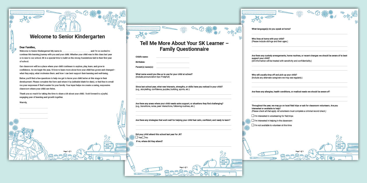 Back to School - Letter to Parents (SK) (teacher made)