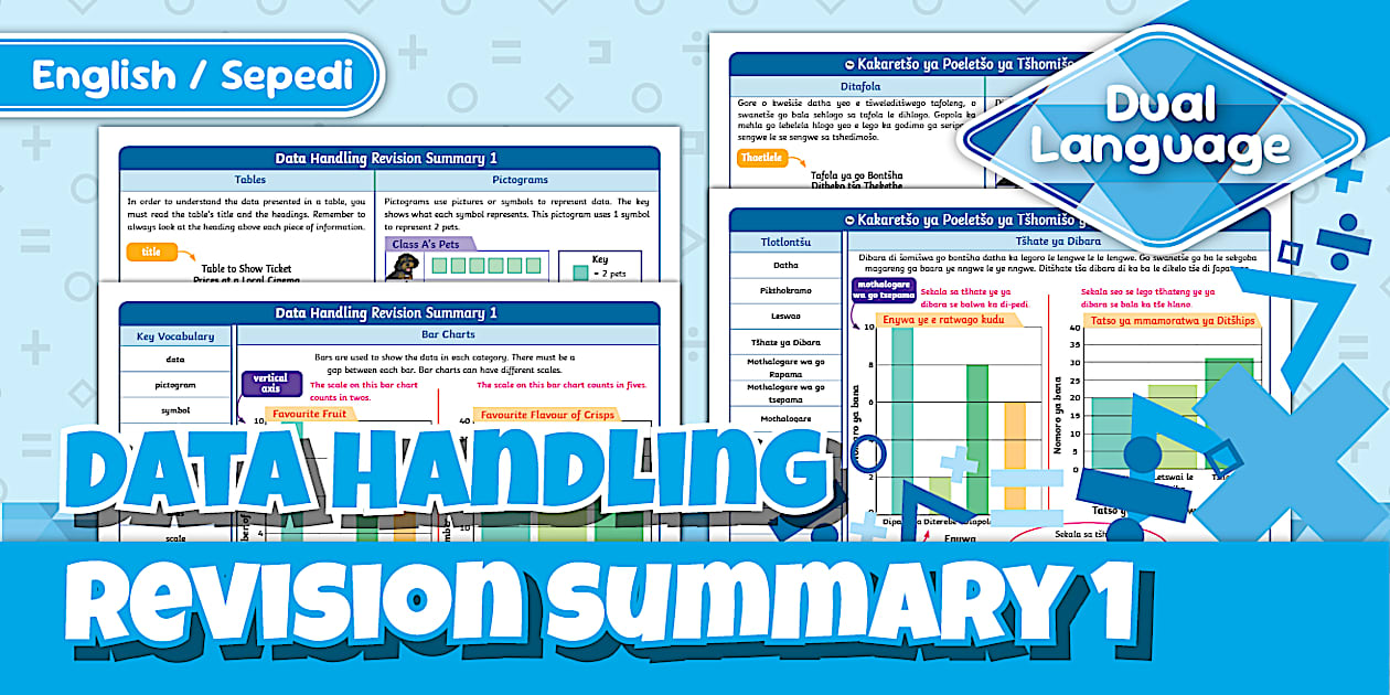 Grade 4 Maths - Term 4 - Data Handling Revision Summary 1 - Sepedi/English