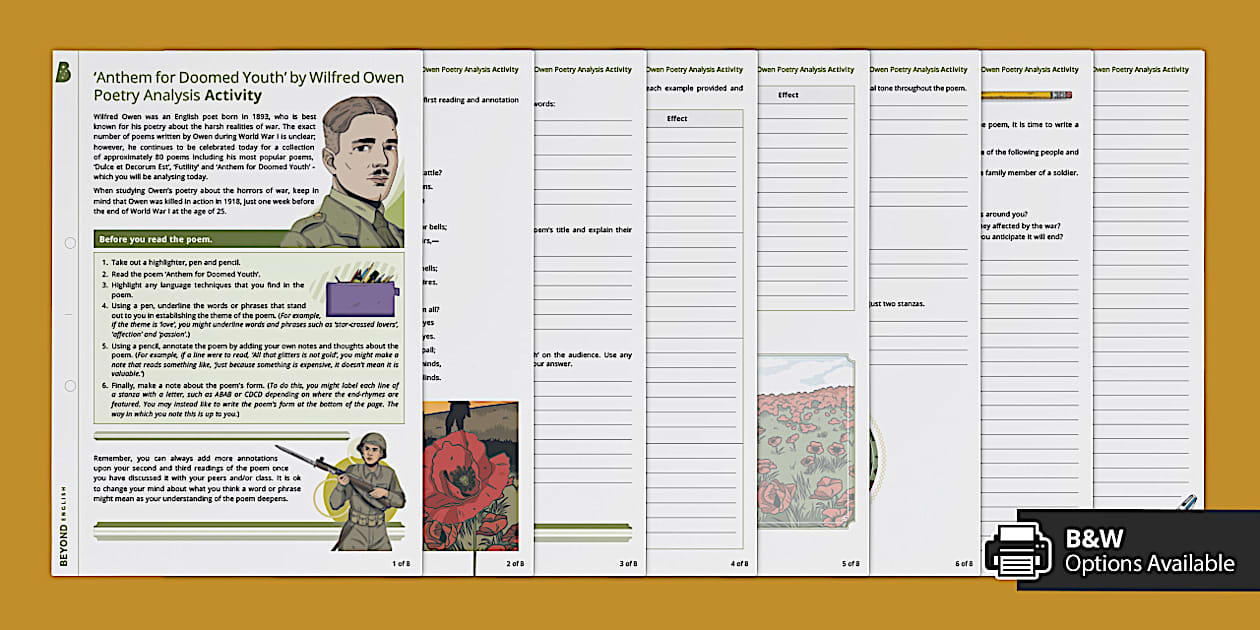 'Anthem for Doomed Youth' by Wilfred Owen Poetry Analysis