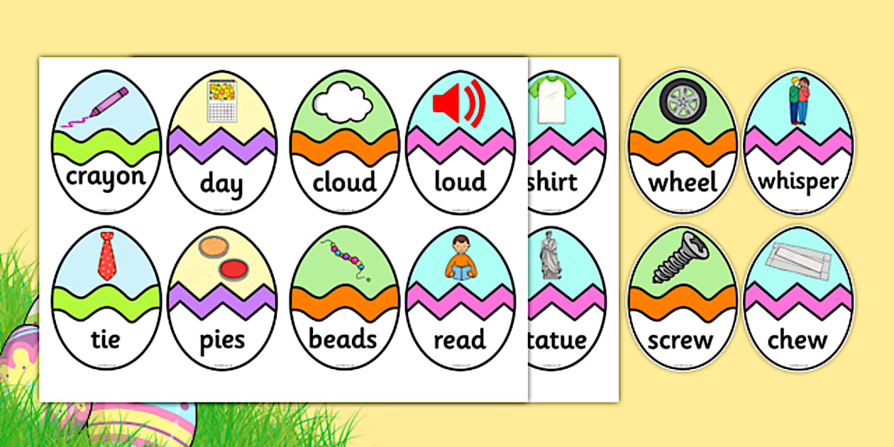 Phase 5 Words Easter Egg Matching Activity (teacher made)
