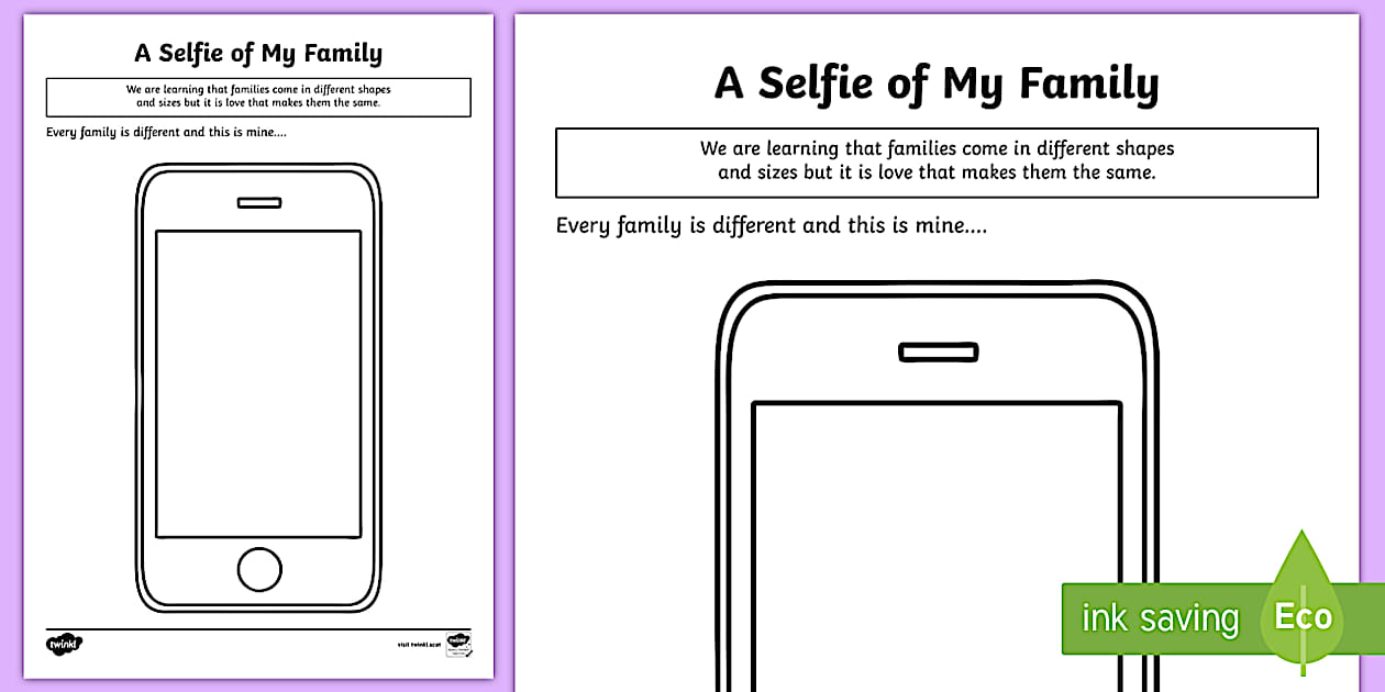 A Selfie of My Family Worksheet (teacher made) - Twinkl