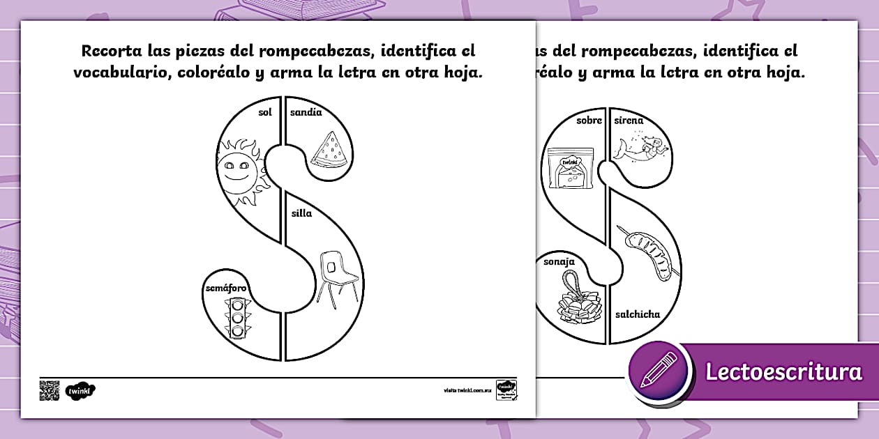 Hoja de actividad: Rompecabezas de la letra S - Twinkl