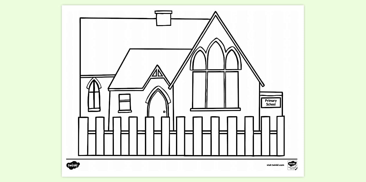 Primary School Building Colouring Sheet | Colouring Sheets