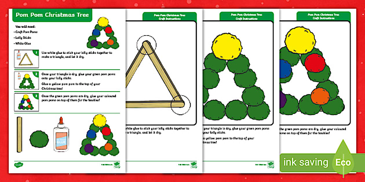 Pom Pom Christmas Tree Craft Activity | Primary Resources