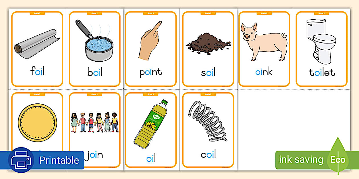Grade 2 Phonics: oi Flashcards (creat de profesori) - Twinkl