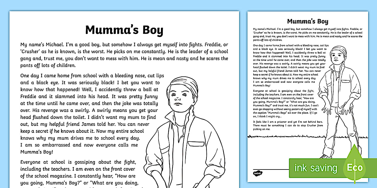 Mumma’s Boy Narrative Writing Sample - Twinkl
