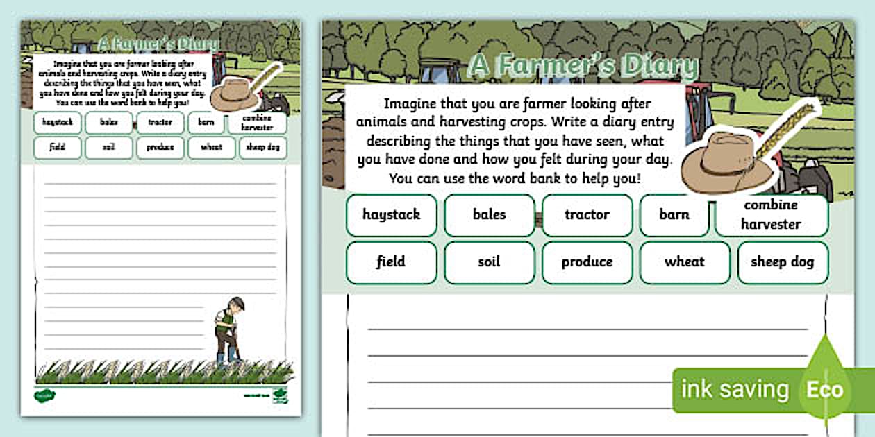 The Diary of Farmer Writing Frame (teacher made) - Twinkl