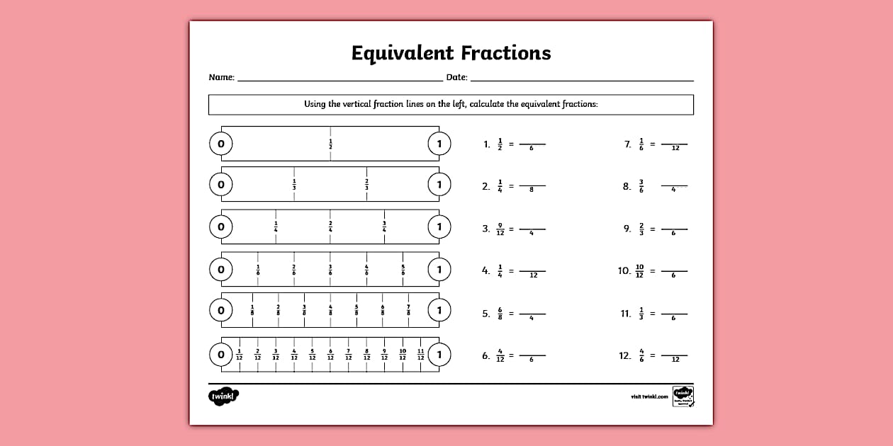 Equivalent Fractions Worksheet 3rd Grade | Twinkl USA