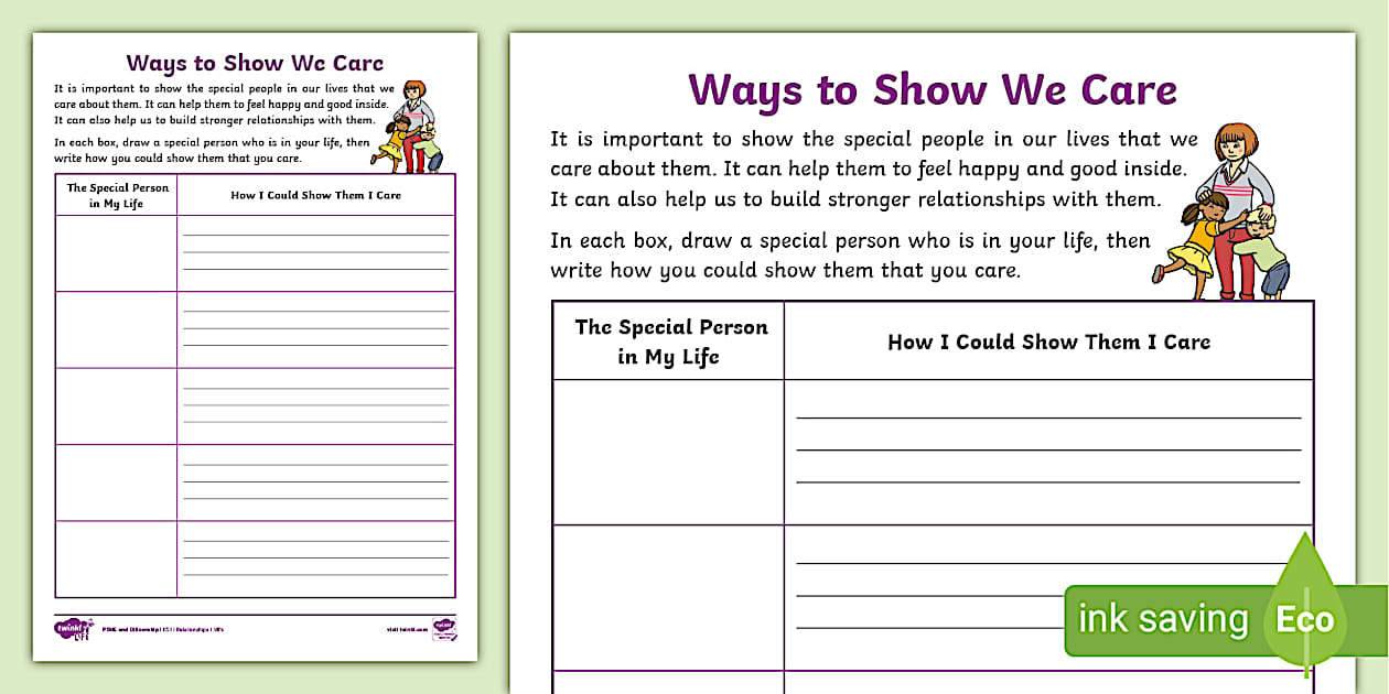 Ways to Show We Care Activity Sheet - Twinkl