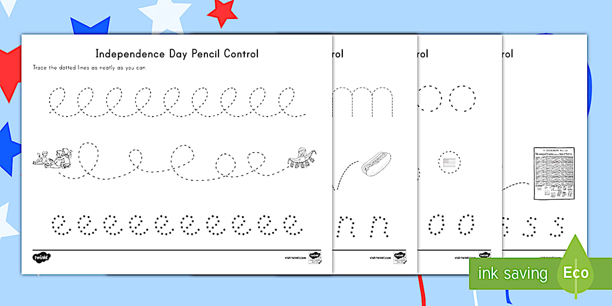 Independence Day Fine Pencil Control | 4th July | Twinkl USA