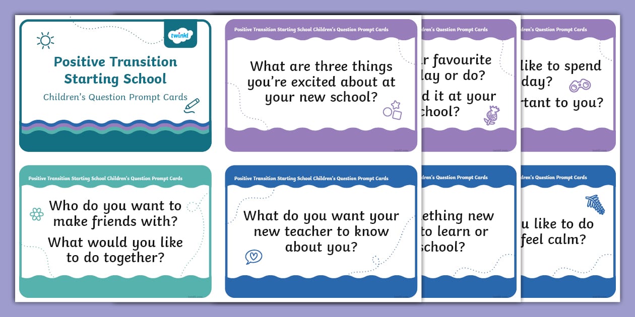 Positive Transition Starting School Question Prompt Cards