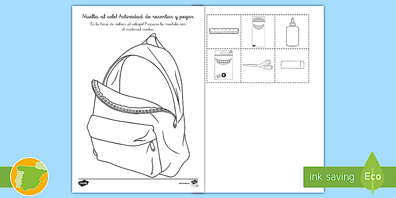 Ficha de actividad: La vuelta al cole - Prepara la mochila Ficha de actividad: La vuelta al cole - Prepara la mochila