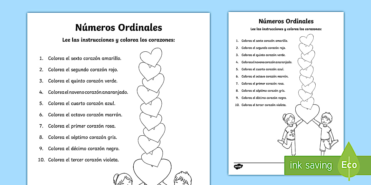 Editable Ficha de actividad: Números ordinales - Twinkl