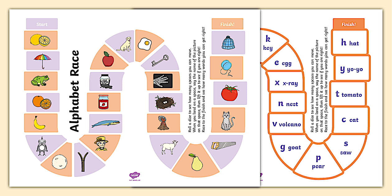 Self-Checking Alphabet Board Game | Alphabet Game - Twinkl