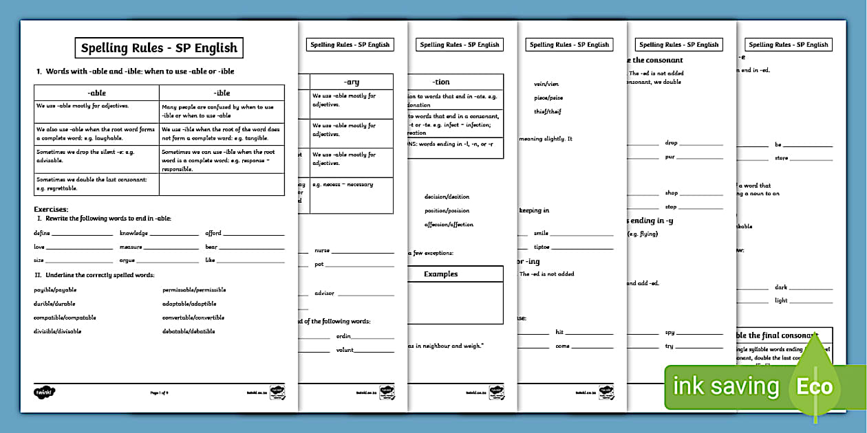 Spelling Rules & Exercises - Senior Phase HL (teacher made)